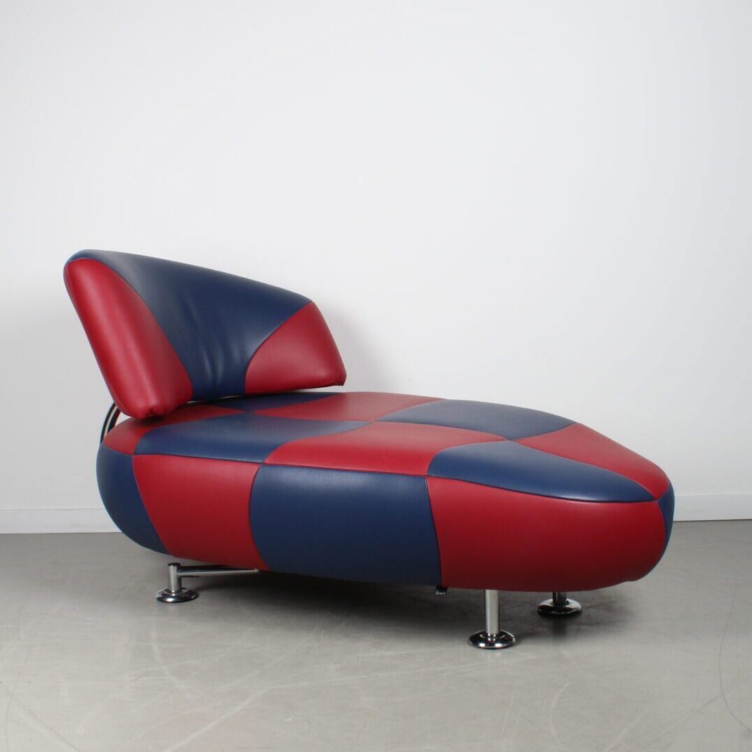 Leolux Kikko Chaise Longue Blauw/Rood Leer – Chroom - Zillions: nieuw ...